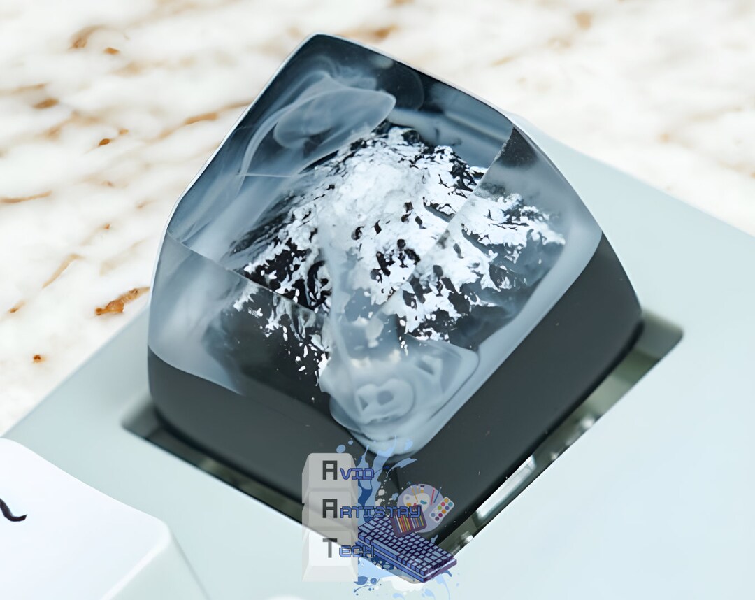 Snowy Mountain Resin Keycap, 3D Landscape Icy Mountain Range Summit ...