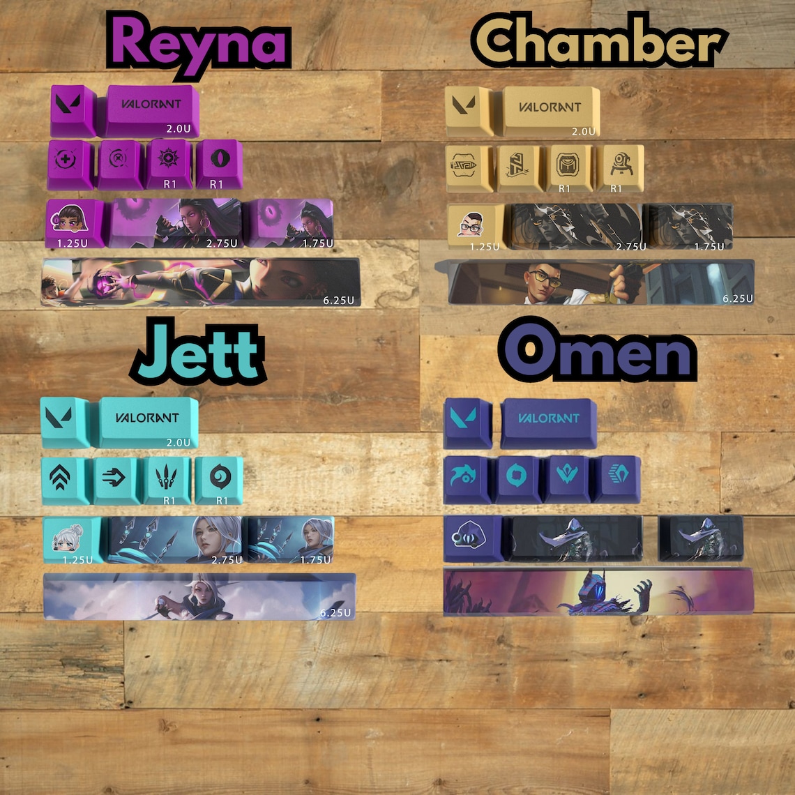 Valorant Keycaps, Reyna Chamber Jett Omen Cypher Sage Viper Killjoy ...