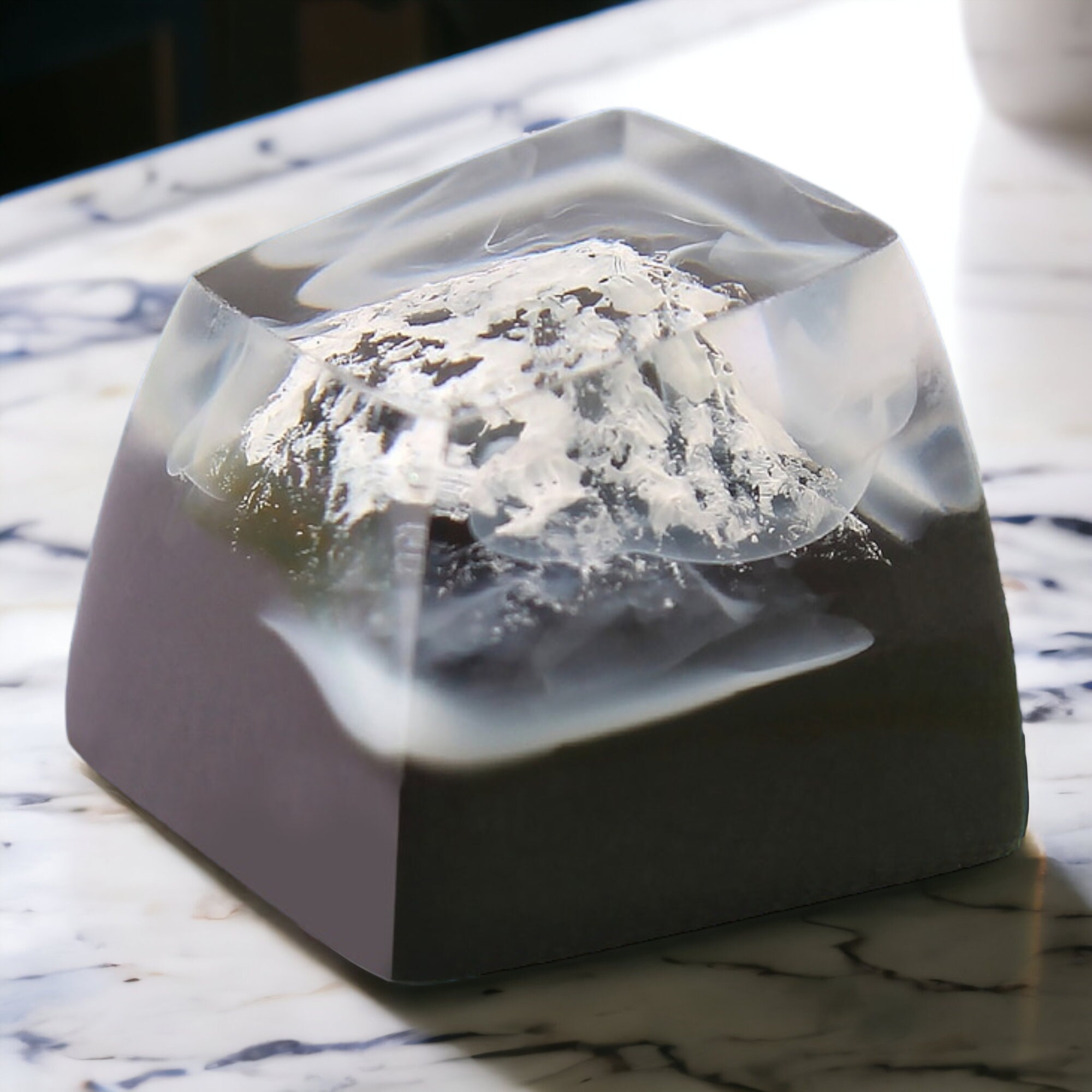 Snowy Mountain Resin Keycap, 3D Landscape Icy Mountain Range Summit ...