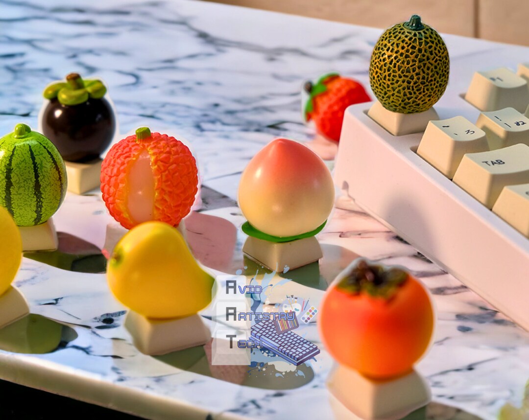 Fruit Keycaps 3D, Mango, Persimmon, Orange, Strawberry, Lemon Crafted ...