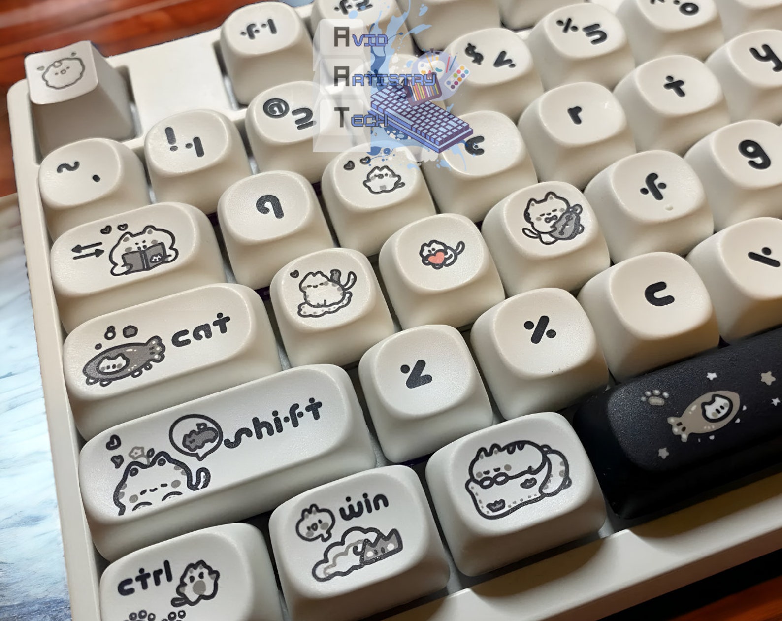 Cute Kittens Keycap Set, Adorable Cartoon Cat Animal Themed Gaming Gift ...
