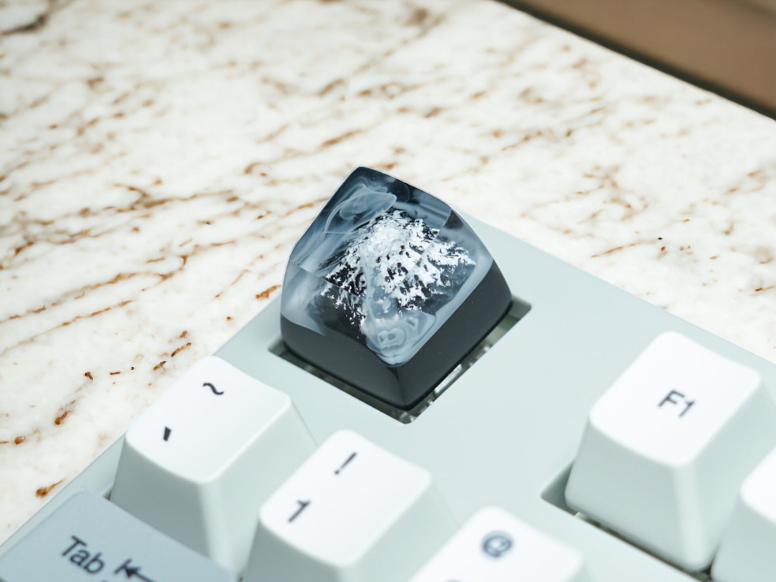 Snowy Mountain Resin Keycap, 3D Landscape Icy Mountain Range Summit ...
