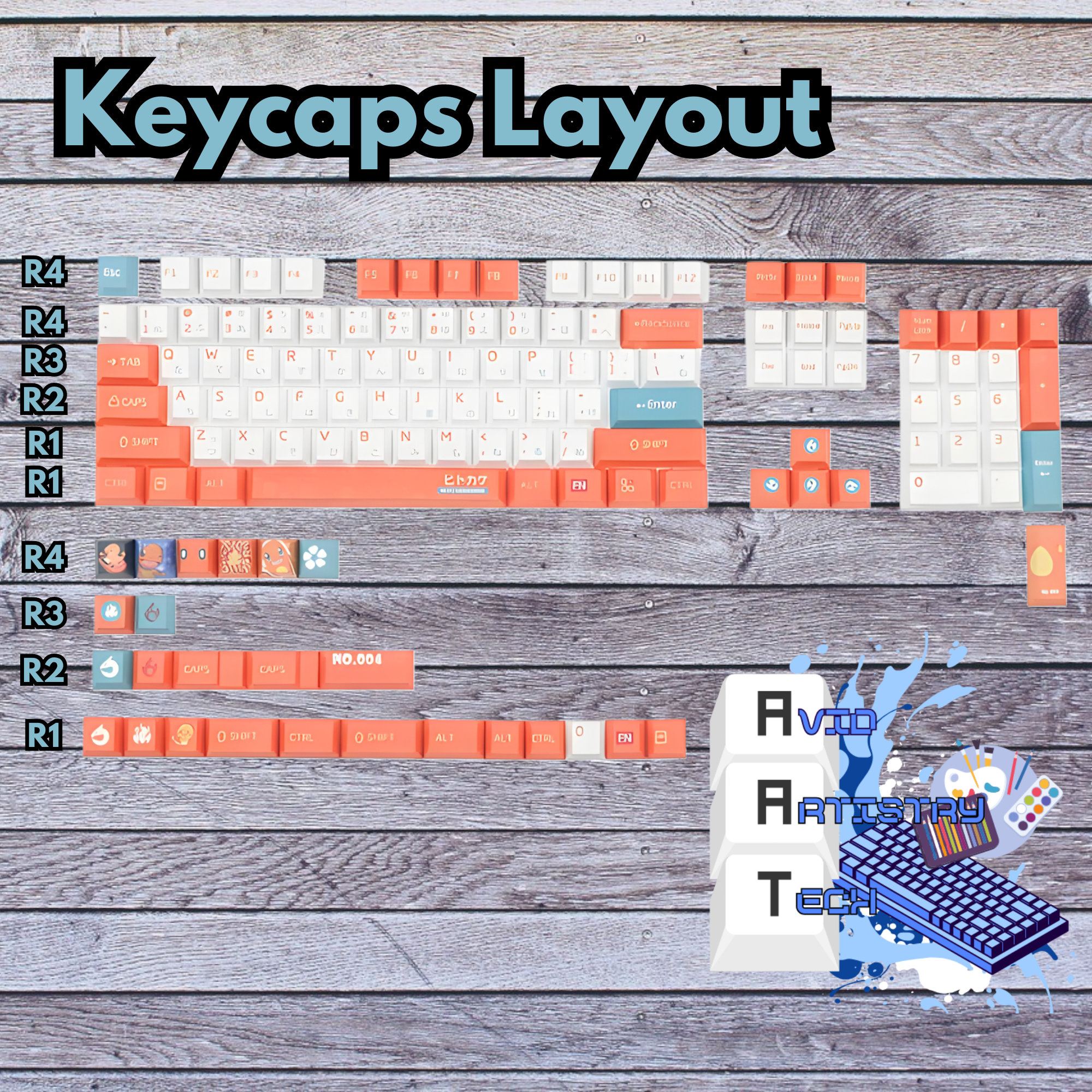 Charmander Pokemon Keycaps Set, Cute Japanese Anime Theme Gaming ...