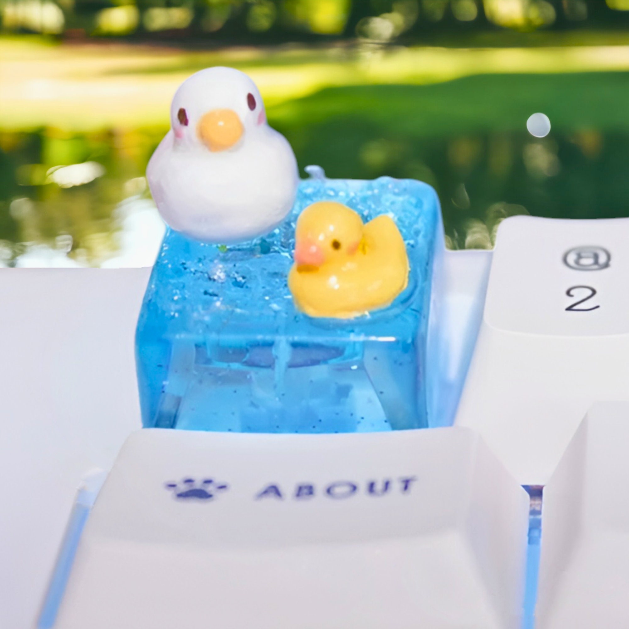 Swimming Ducks Resin Keycap, Adorable Rubber Duck Swimming in Pond ...