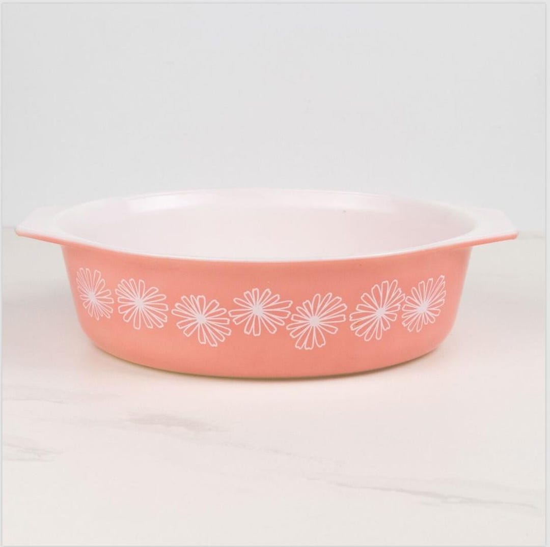 VTG Pyrex Pink Daisy Cinderella Casserole Baking Dish no Lid 045 2.5 ...