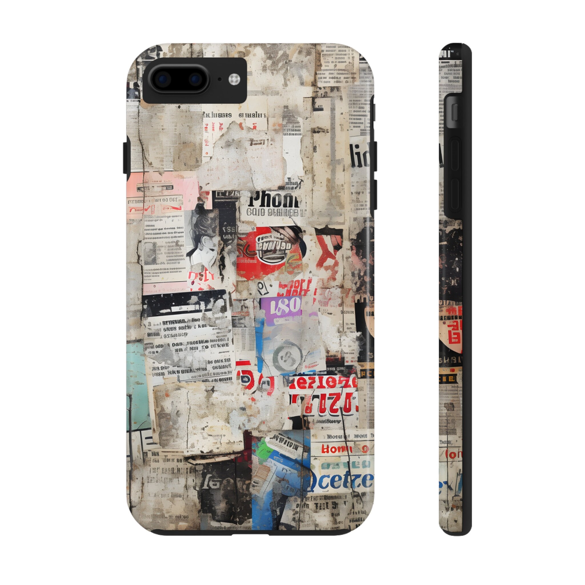 Vintage Newspaper Collage iPhone Case, Retro Newsprint Design ...