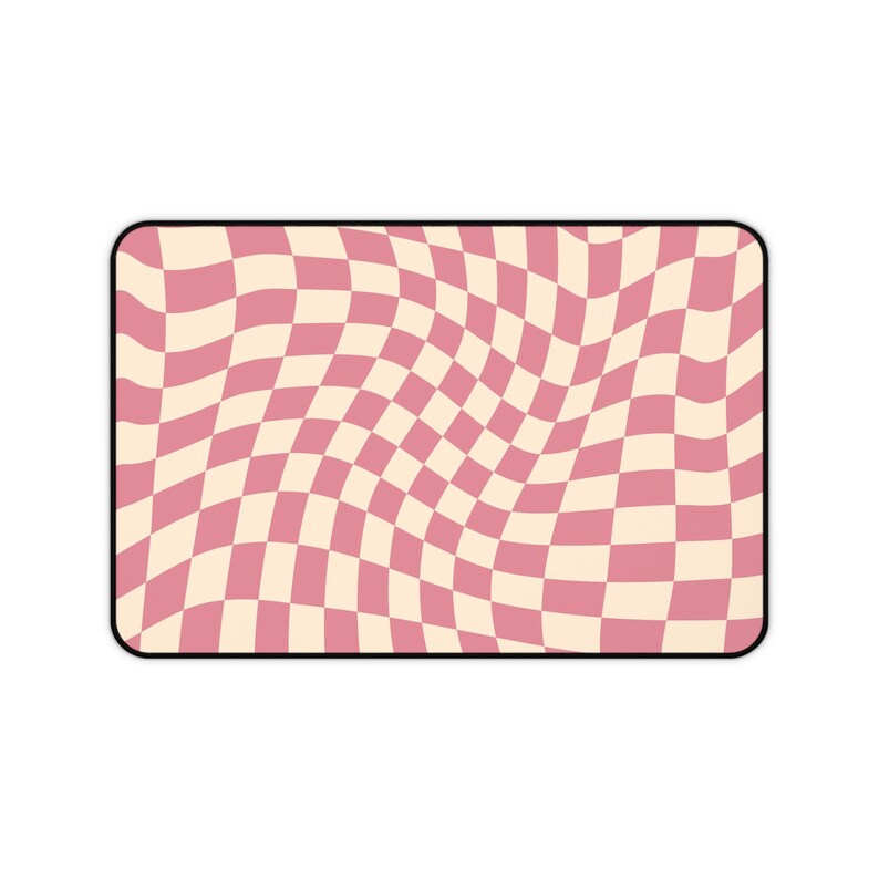 Abstract Wavy Lines Desk Mat, Coral Pink Large Mouse Pad, Stylish ...