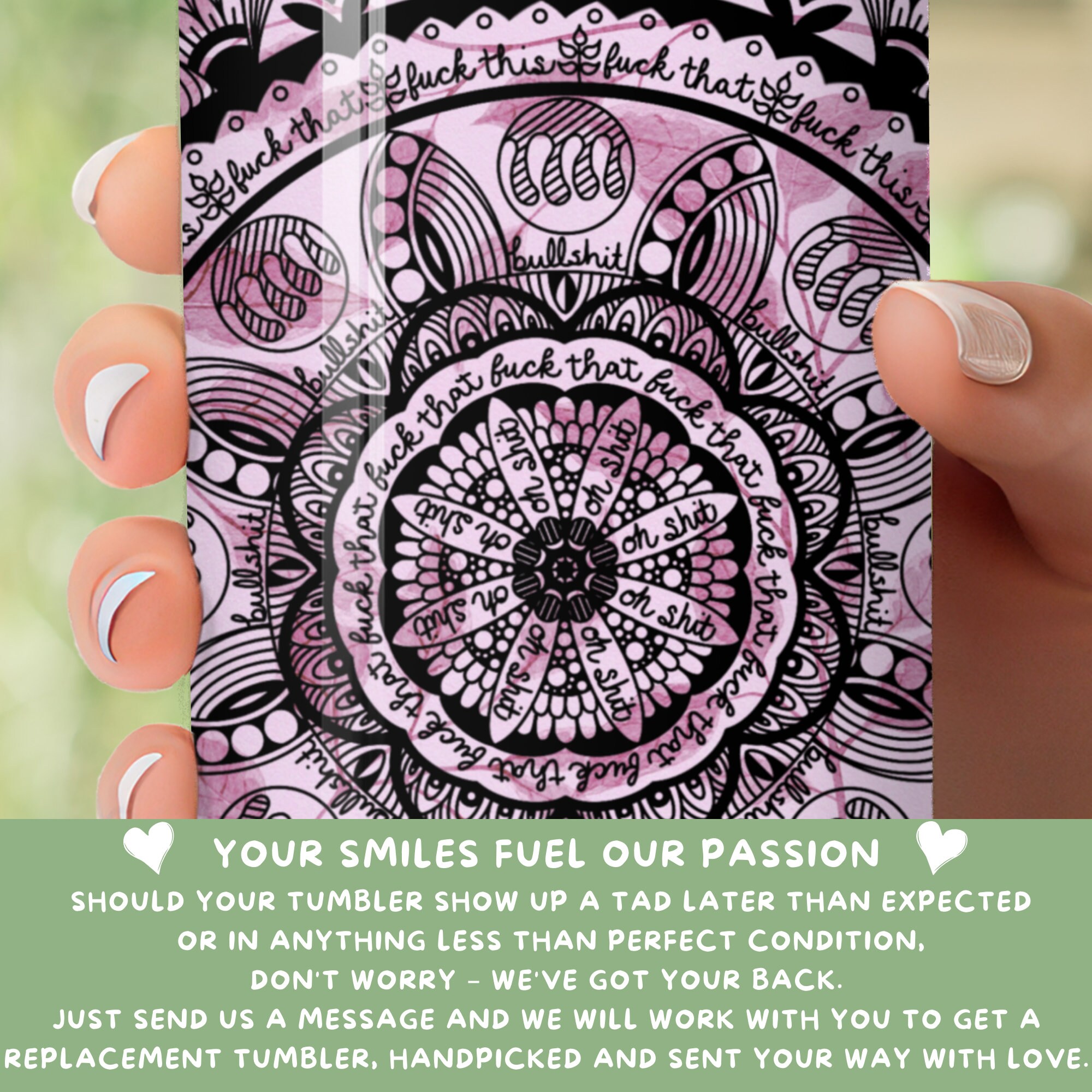 Curse Word Mandala Tumbler, Secret Cuss Words Mandala Tumbler, Hidden ...