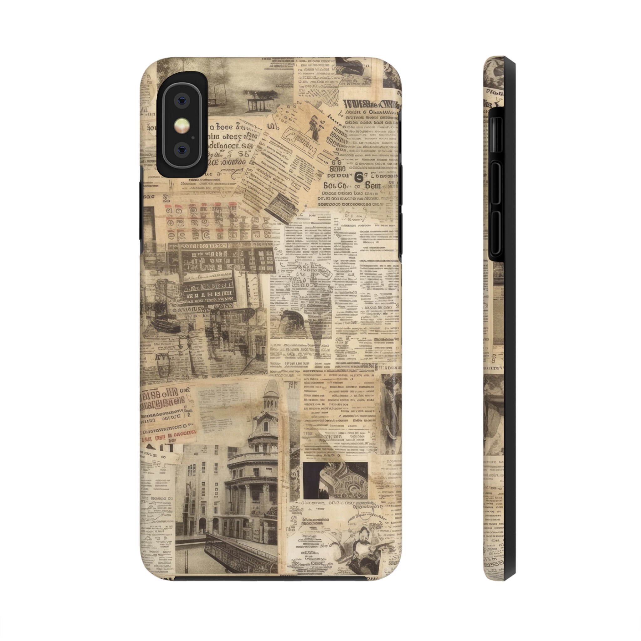 Vintage Newspaper Print iPhone Case, Retro Newsprint Design, Unique ...