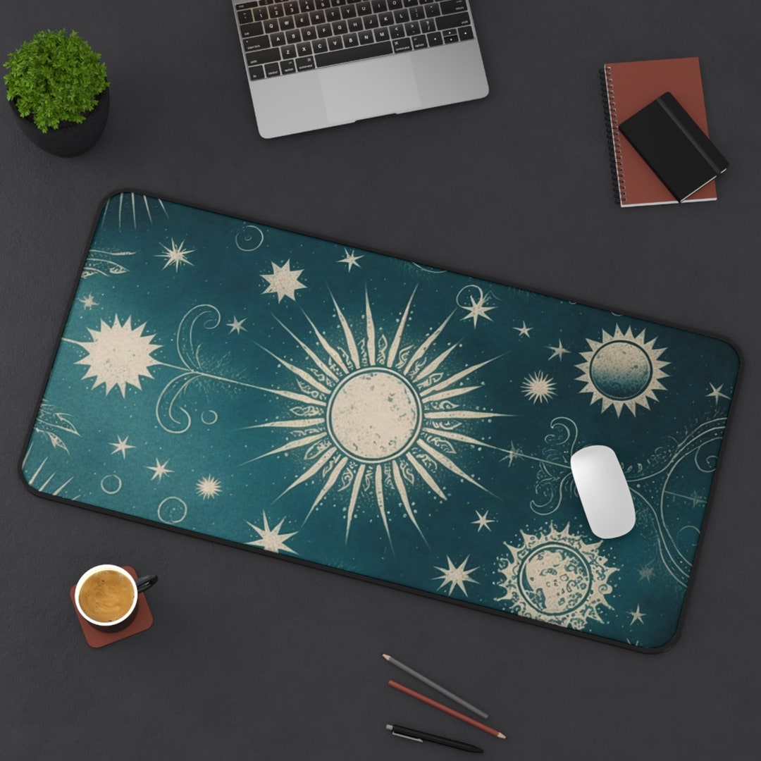 Celestial Desk Mat, Star and Moon Large Mouse Pad, Vintage Astronomy ...