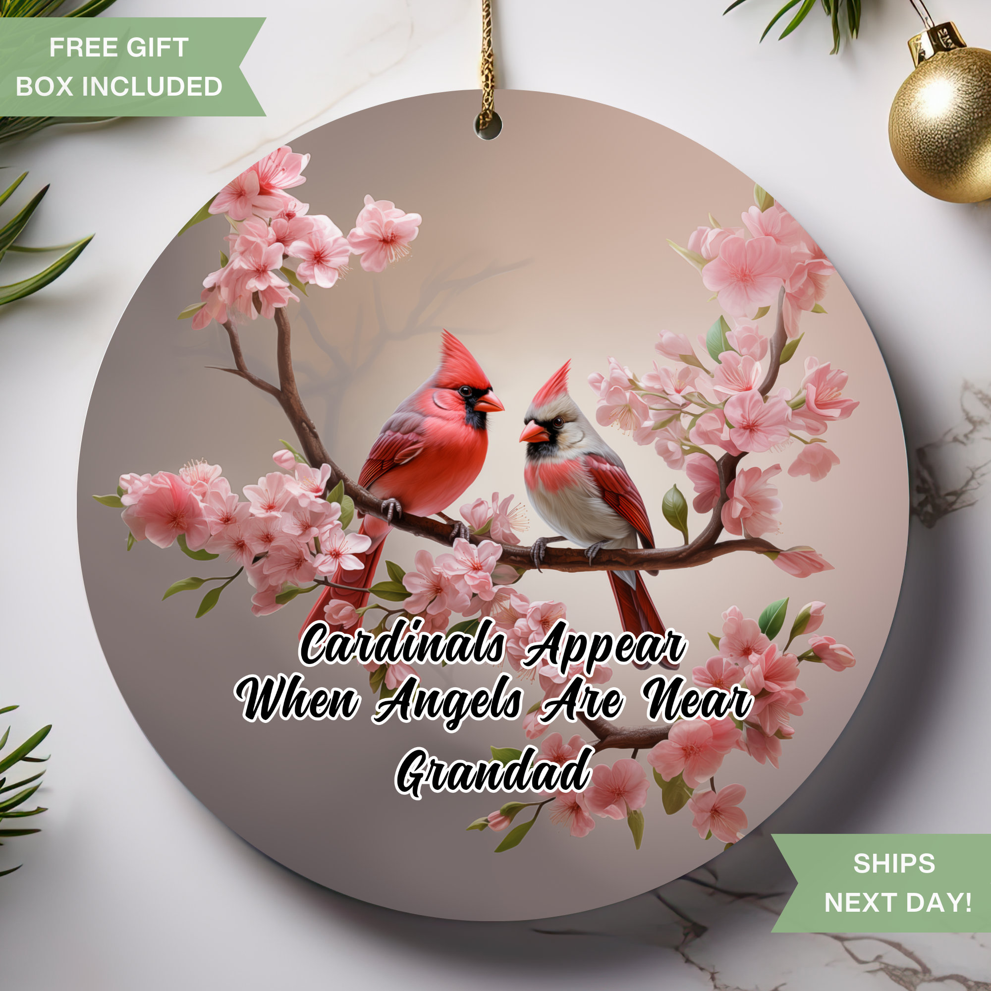 Custom Name in Loving Memory Memorial Cardinal Bird Ornament, Cardinal ...