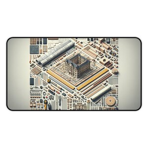 Architectural Concept Desk Mat, Modern City Blueprint Office Decor ...