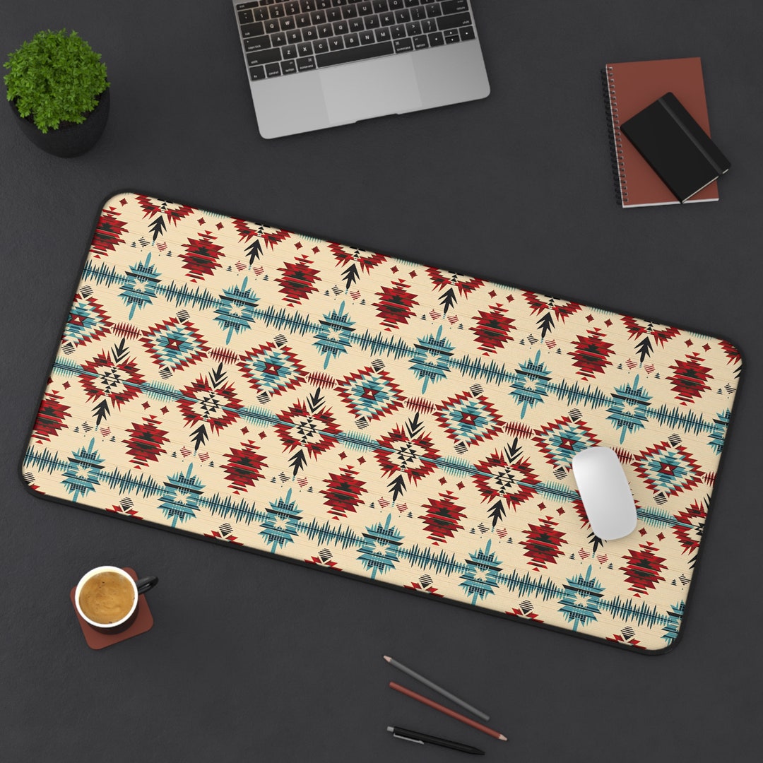 Southwestern Style Desk Mat, Large Aztec Print Mouse Pad, Office Decor ...