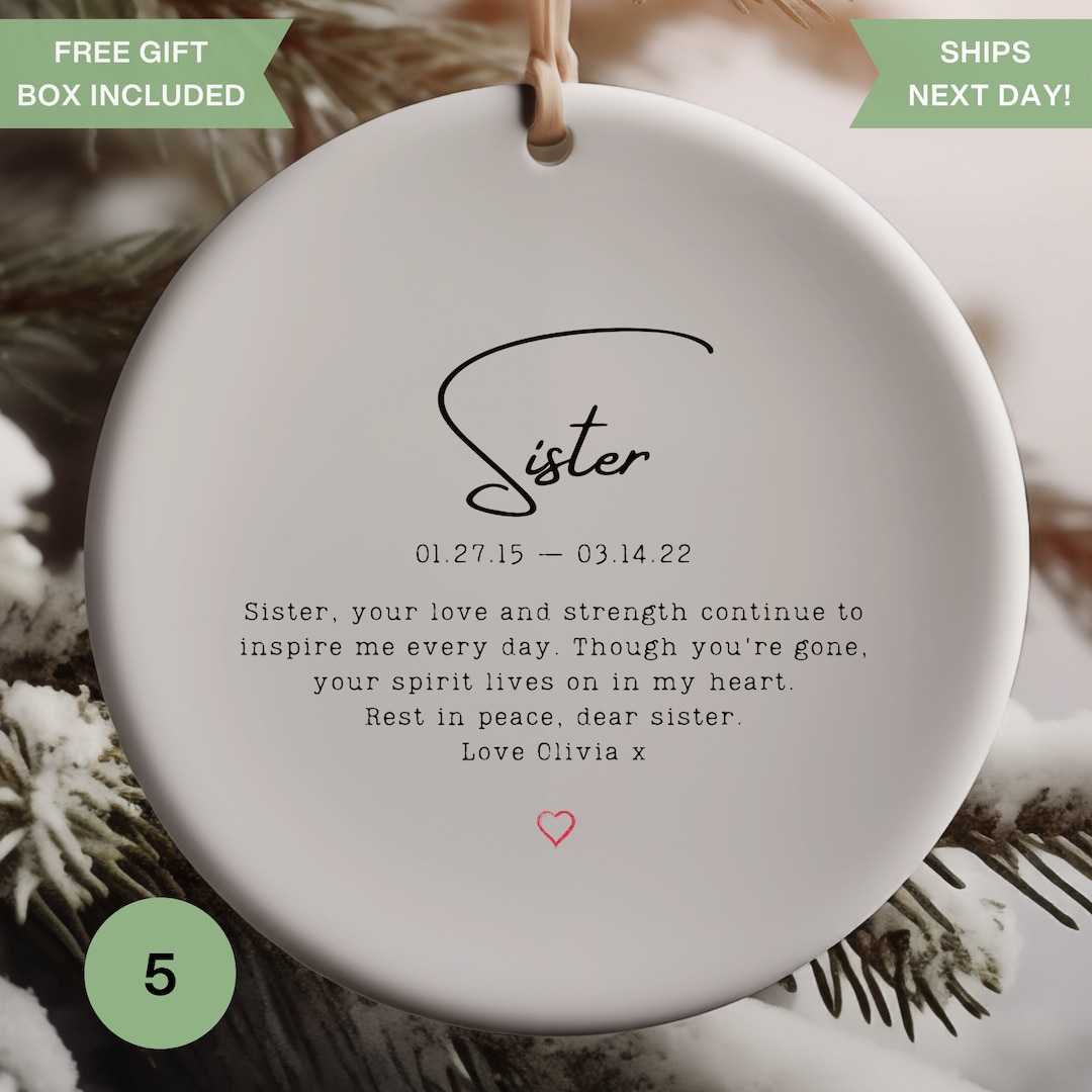 Personalized Sister Memorial Christmas Ornament, Custom in Loving ...