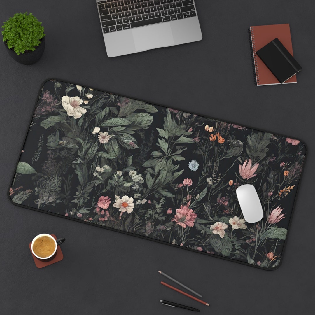 Floral Desk Mat, Extended Mouse Pad, Large Botanical Gaming Mat, Office ...