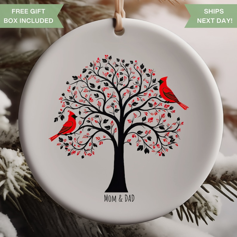 Custom Name in Loving Memory Memorial Cardinal Christmas Ornament ...