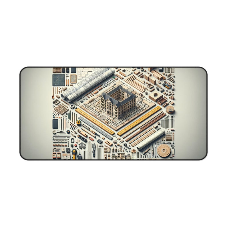 Architectural Concept Desk Mat, Modern City Blueprint Office Decor ...