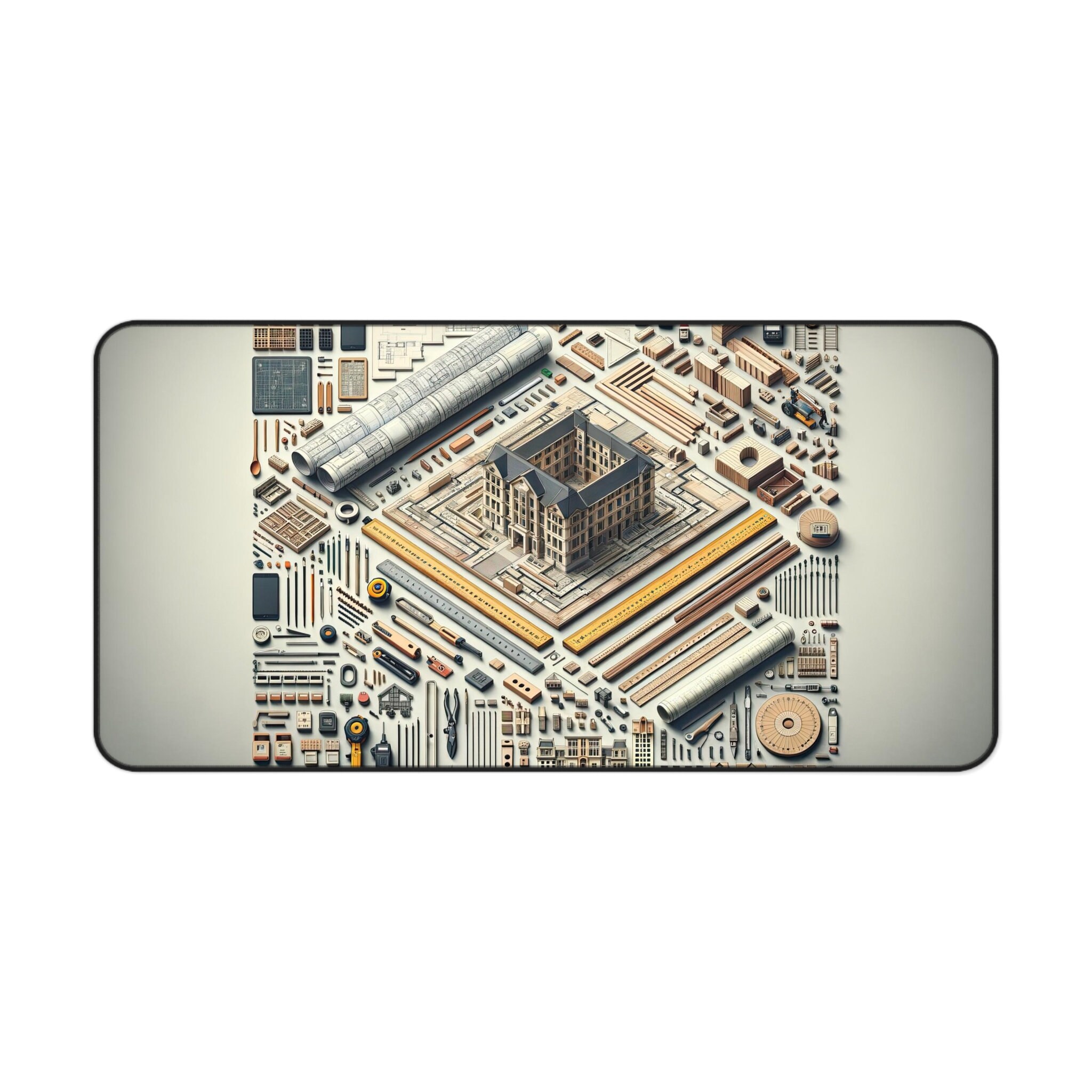 Architectural Concept Desk Mat, Modern City Blueprint Office Decor ...