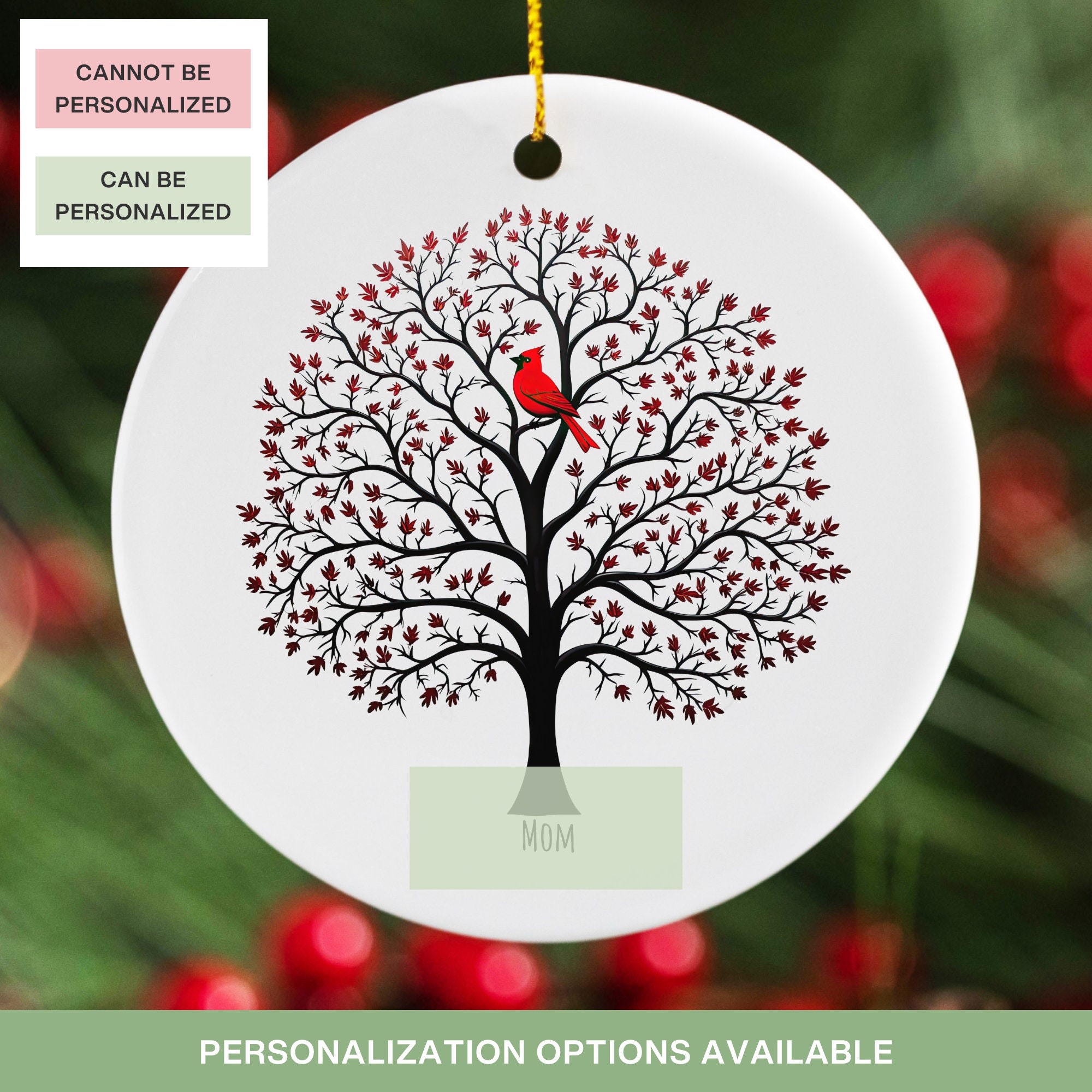 Custom Name in Loving Memory Memorial Cardinal Christmas Ornament ...