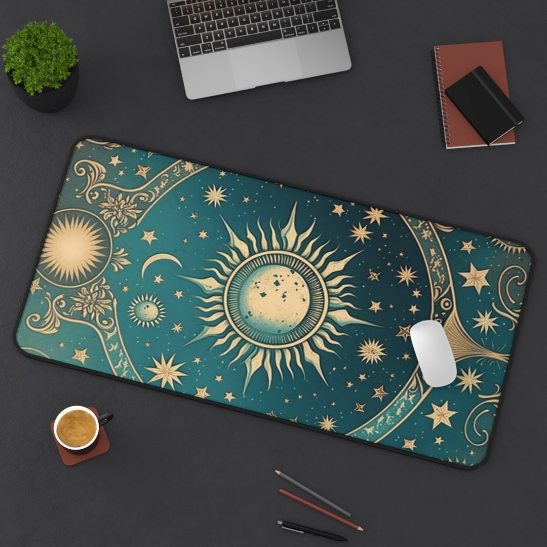 Celestial Desk Mat, Sun Moon Stars Mouse Pad, Large Gaming Mousepad ...
