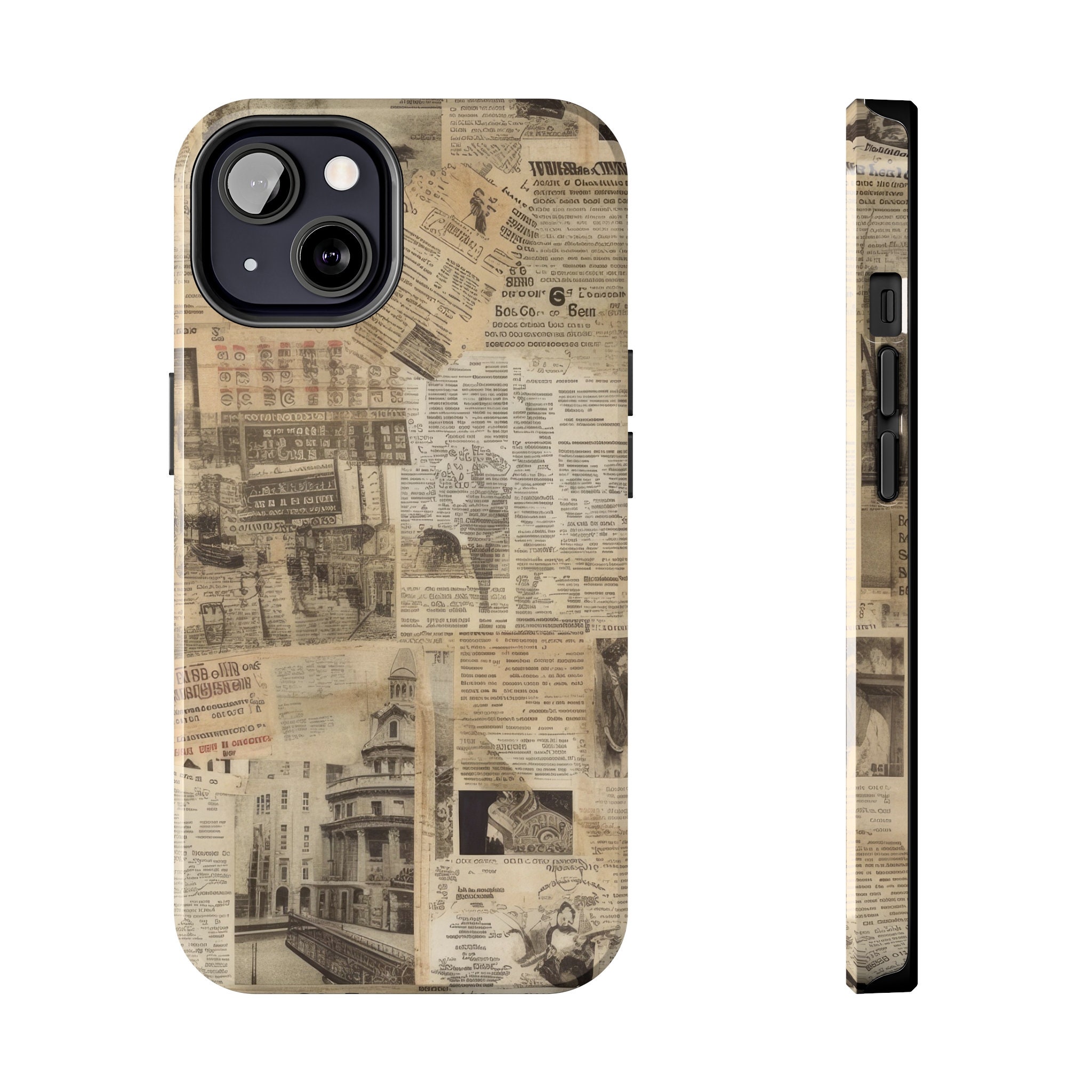 Vintage Newspaper Print iPhone Case, Retro Newsprint Design, Unique ...