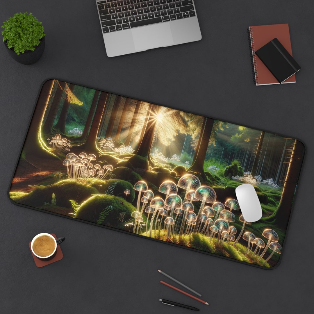 Enchanted Forest Desk Mat, Large Gaming Mousepad, Magical Mushrooms ...