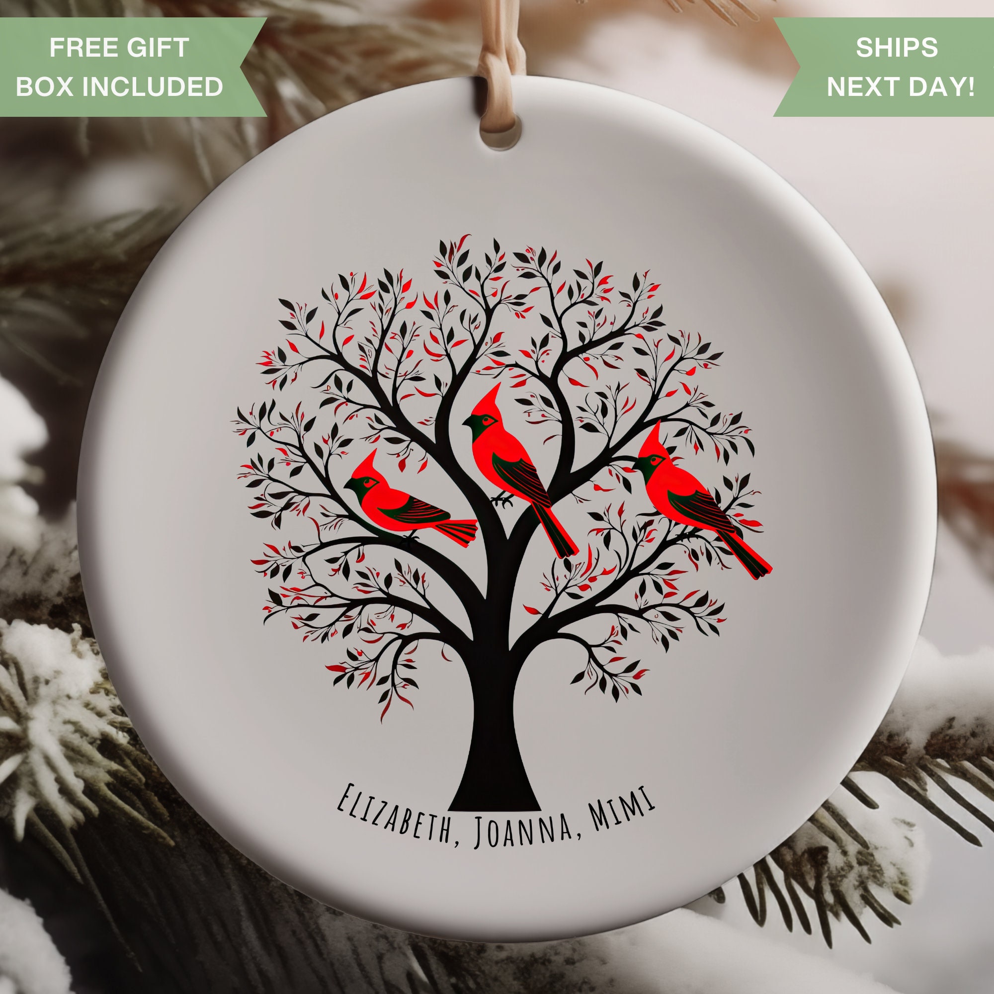 Custom Name in Loving Memory Memorial Cardinal Christmas Ornament ...