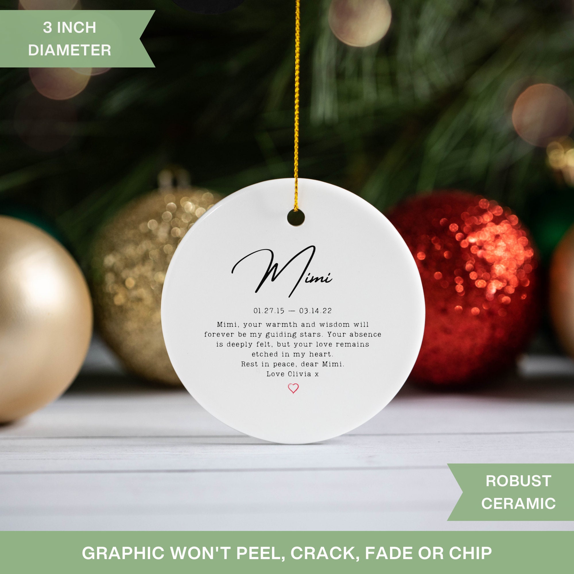 Personalized Mimi Memorial Christmas Ornament, Custom in Loving Memory ...