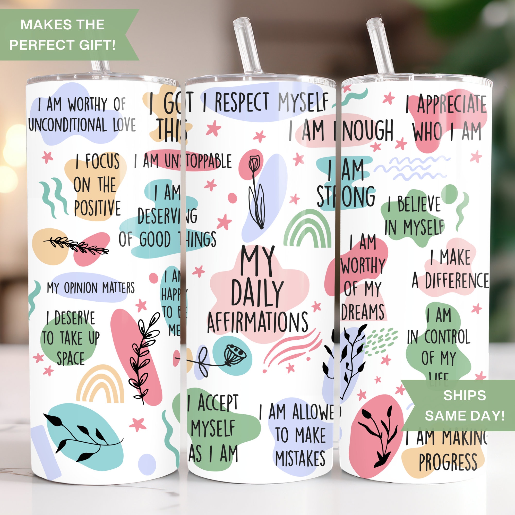 My Daily Affirmations Tumbler, Daily Affirmations Cup for Her, Self ...