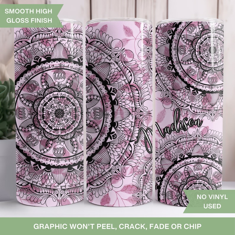 Curse Word Mandala Tumbler, Secret Cuss Words Mandala Tumbler, Hidden ...