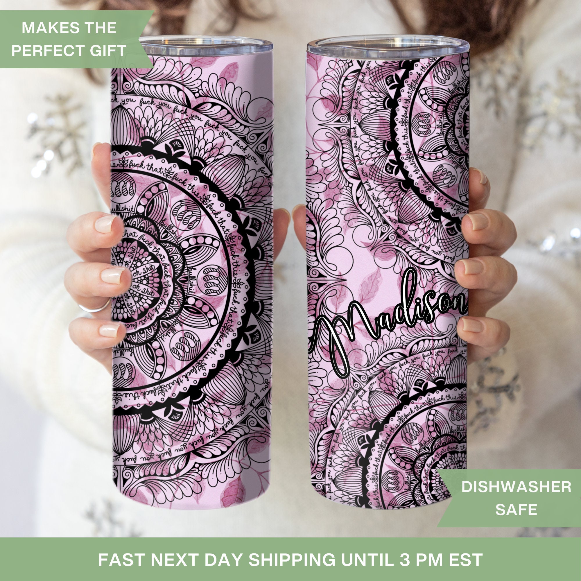 Curse Word Mandala Tumbler, Secret Cuss Words Mandala Tumbler, Hidden ...