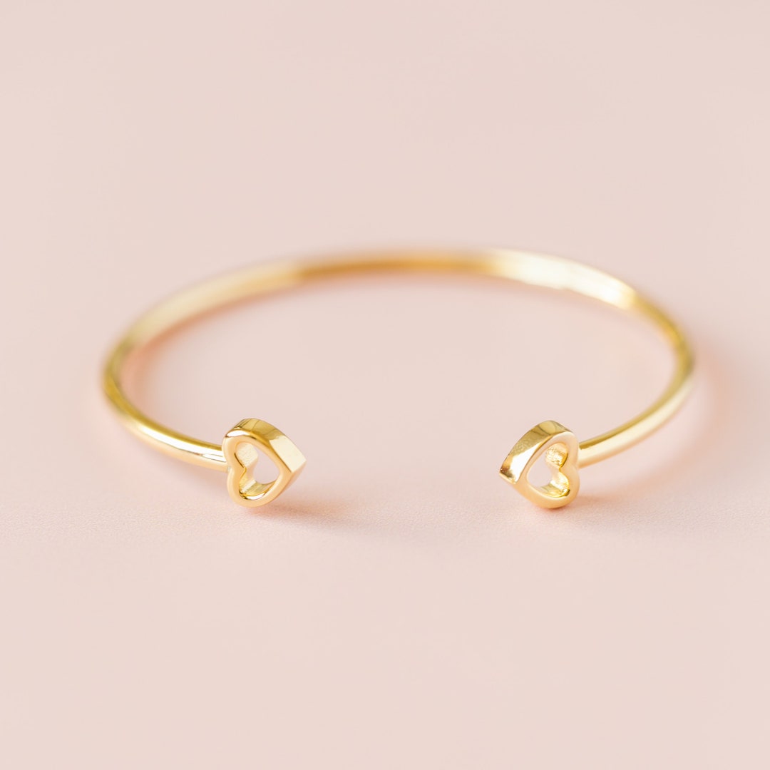 Gold Heart Bangle - Etsy