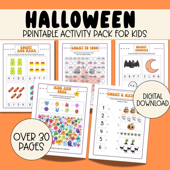 Hojas De Trabajo Imprimibles De Halloween Para Preescolares Vector De