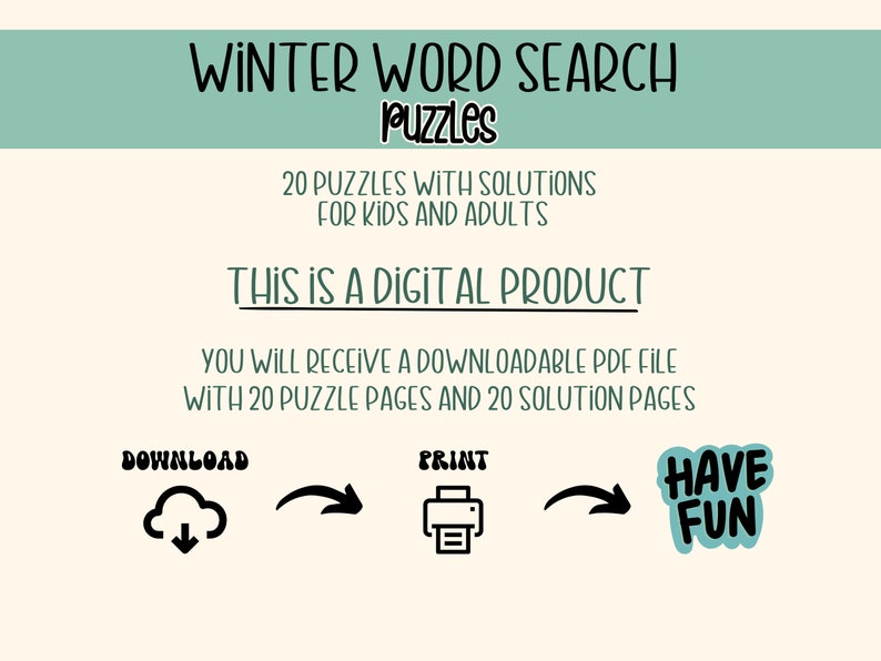 Word Search Puzzles, Winter, Cute Christmas Printable Entertainment ...