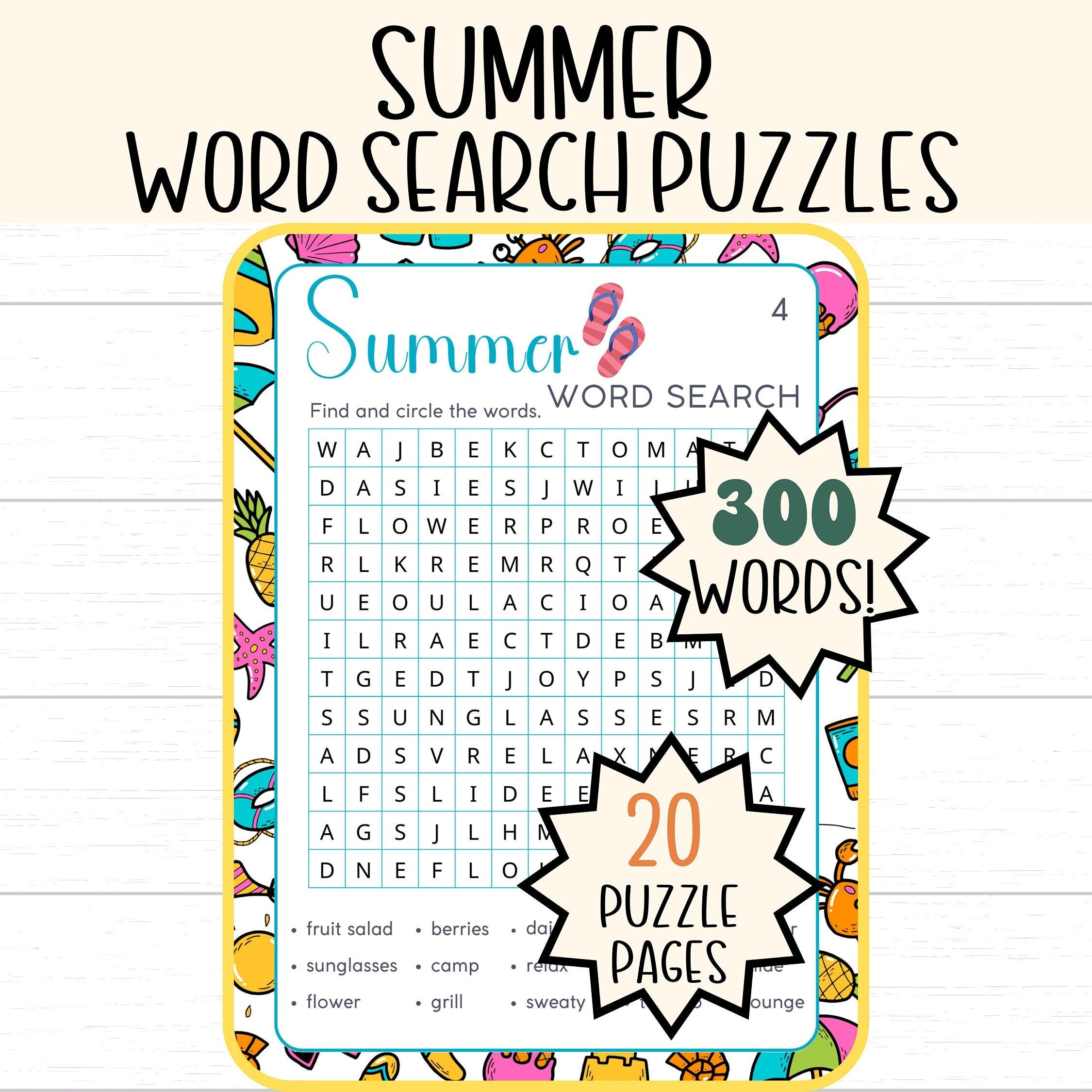 Word Search Puzzles, Summer Fun, Summer Word Search, Homeschool ...