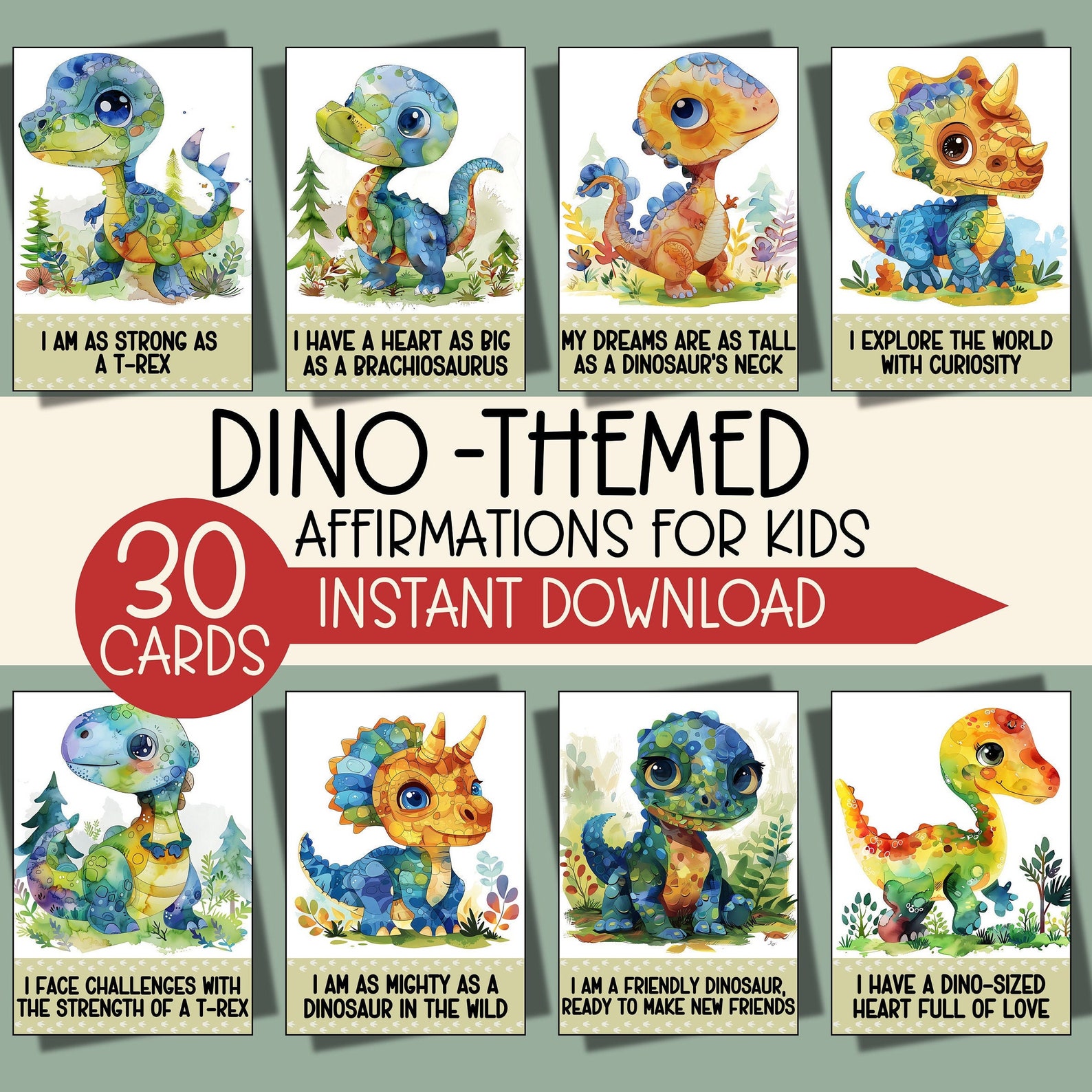 Children's Printable Affirmation Cards, Cute Positive Encouraging ...