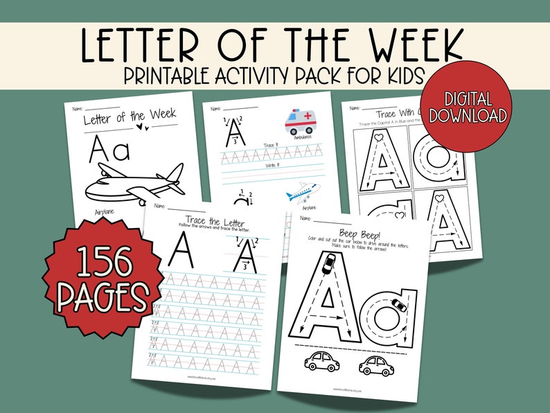 Letter of the Week Worksheets Printable, Alphabet Busy Book, Learning ...
