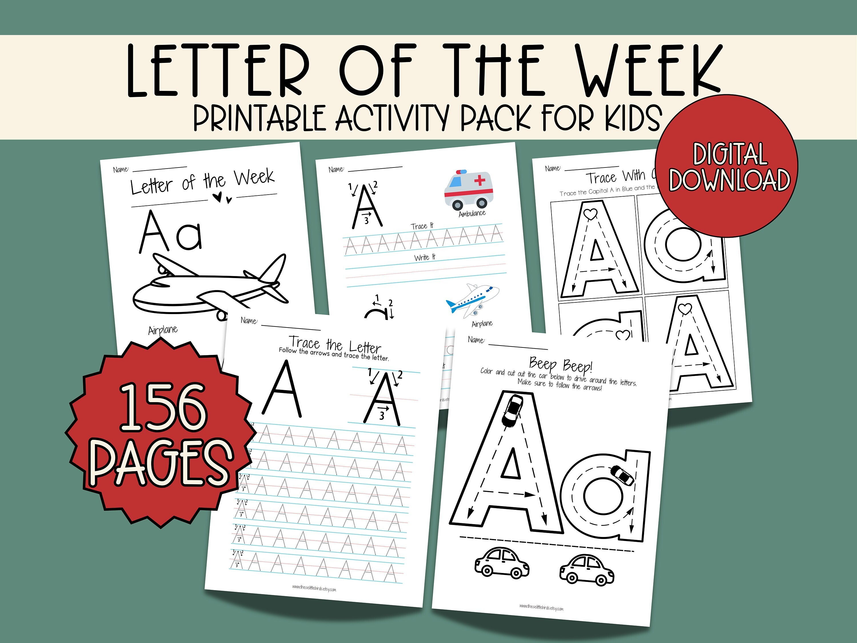 Letter of the Week Worksheets Printable, Alphabet Busy Book, Learning ...