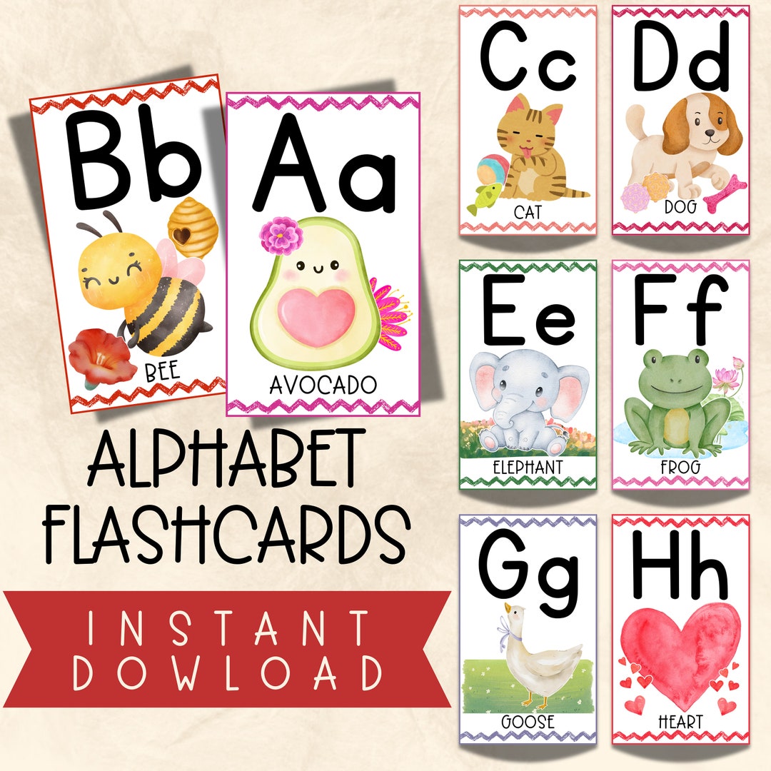 Alphabet Flashcards, Colorful Educational Printable, ABC Preschool ...
