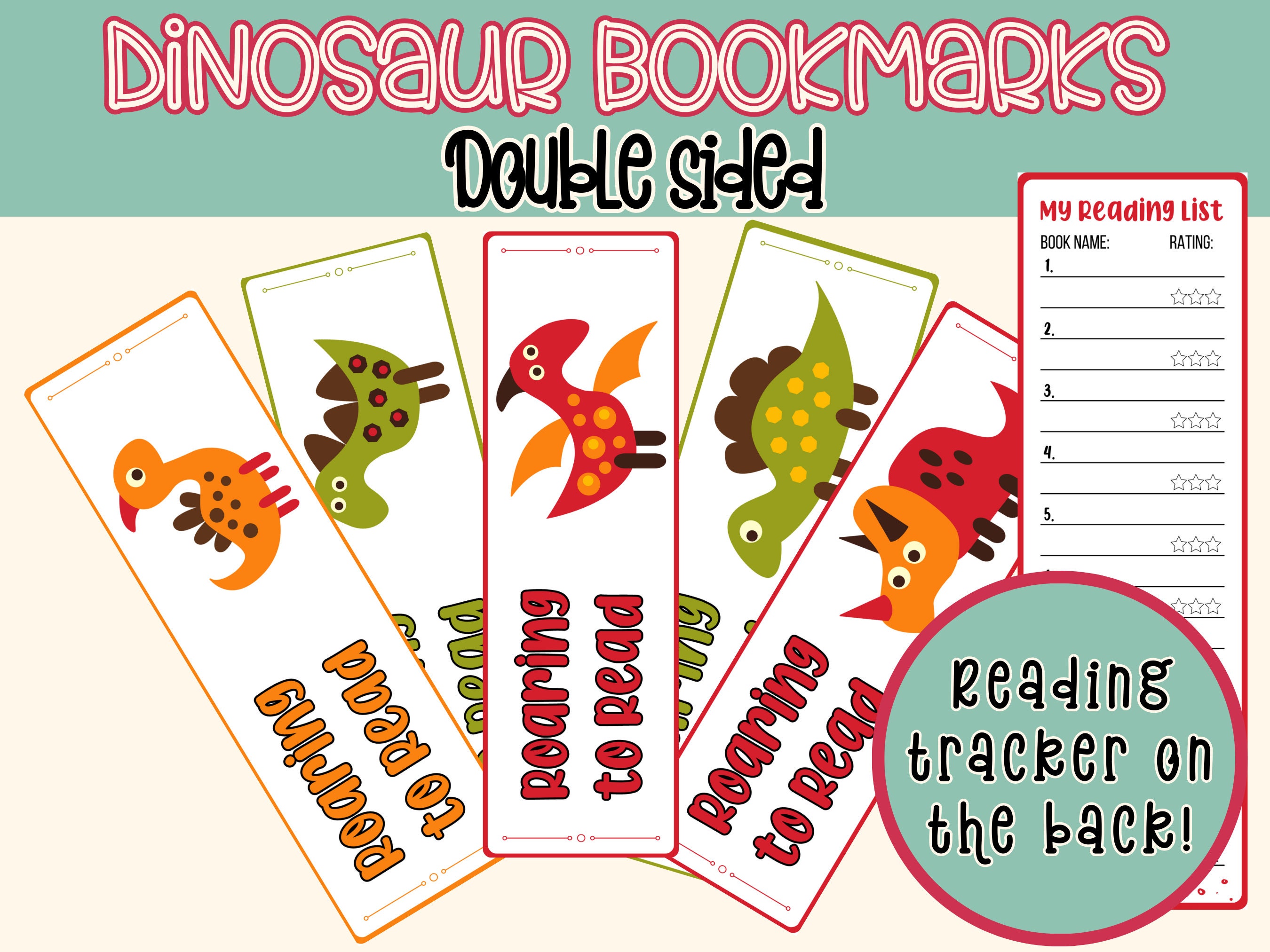 Printable Bookmarks Bookmark Dinosaur Bookmark for Kids - Etsy Canada