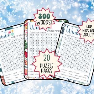 Word Search Puzzles, Winter, Cute Christmas Printable Entertainment ...