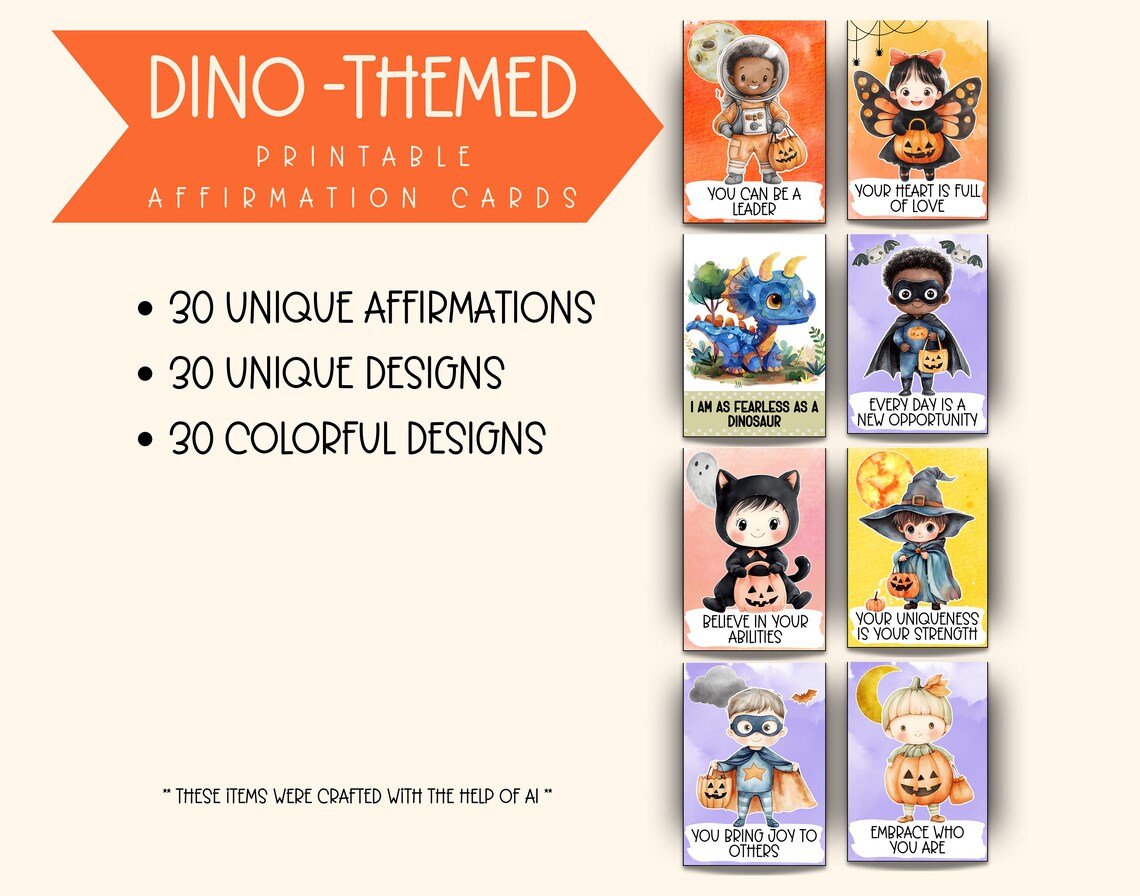 Halloween Themed Children's Printable Affirmation Cards, Cute Positive ...