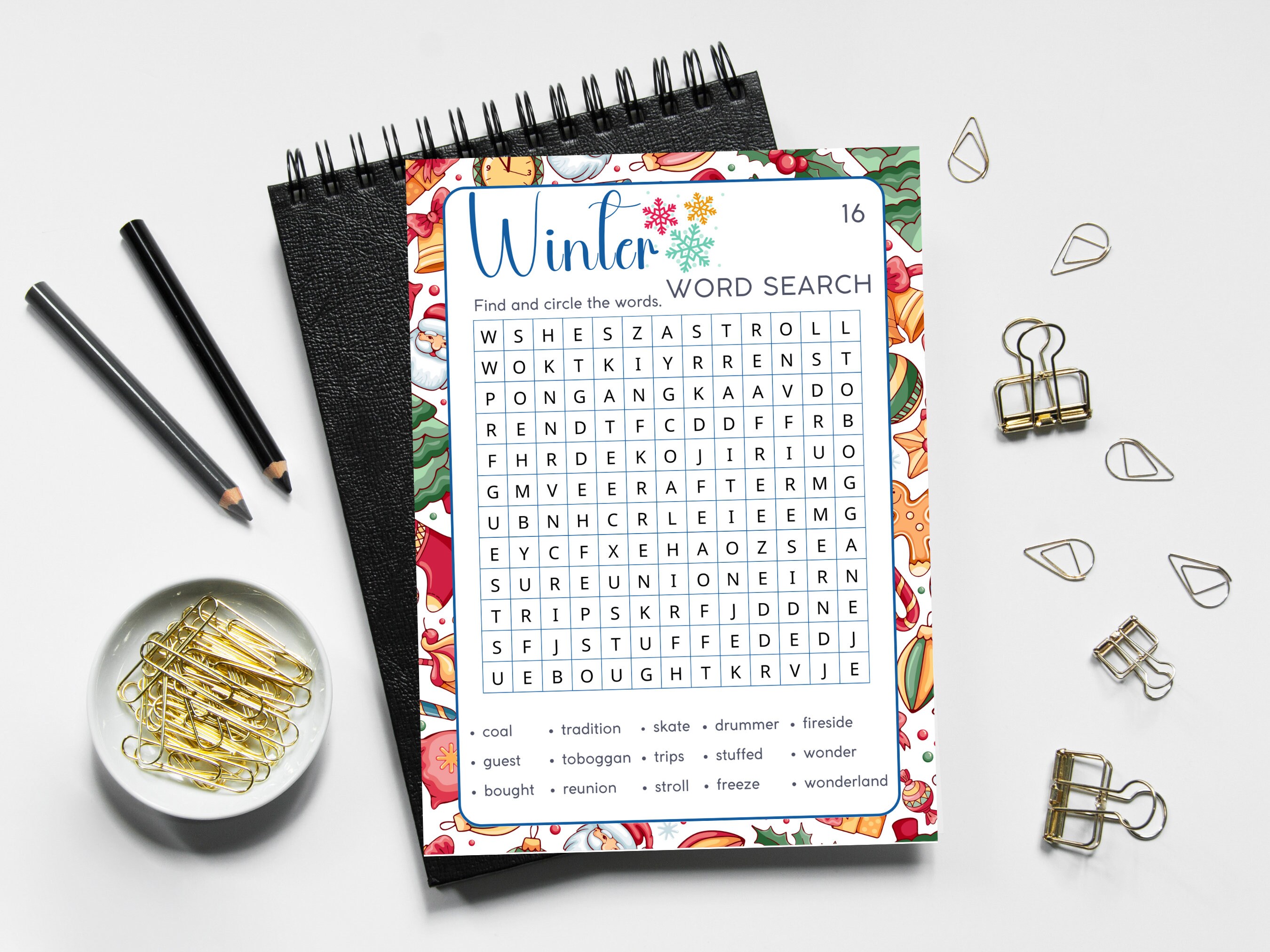 Word Search Puzzles, Winter, Cute Christmas Printable Entertainment ...