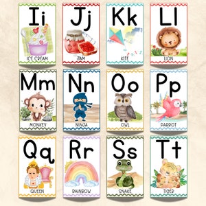 Alphabet Flashcards, Colorful Educational Printable, ABC Preschool ...