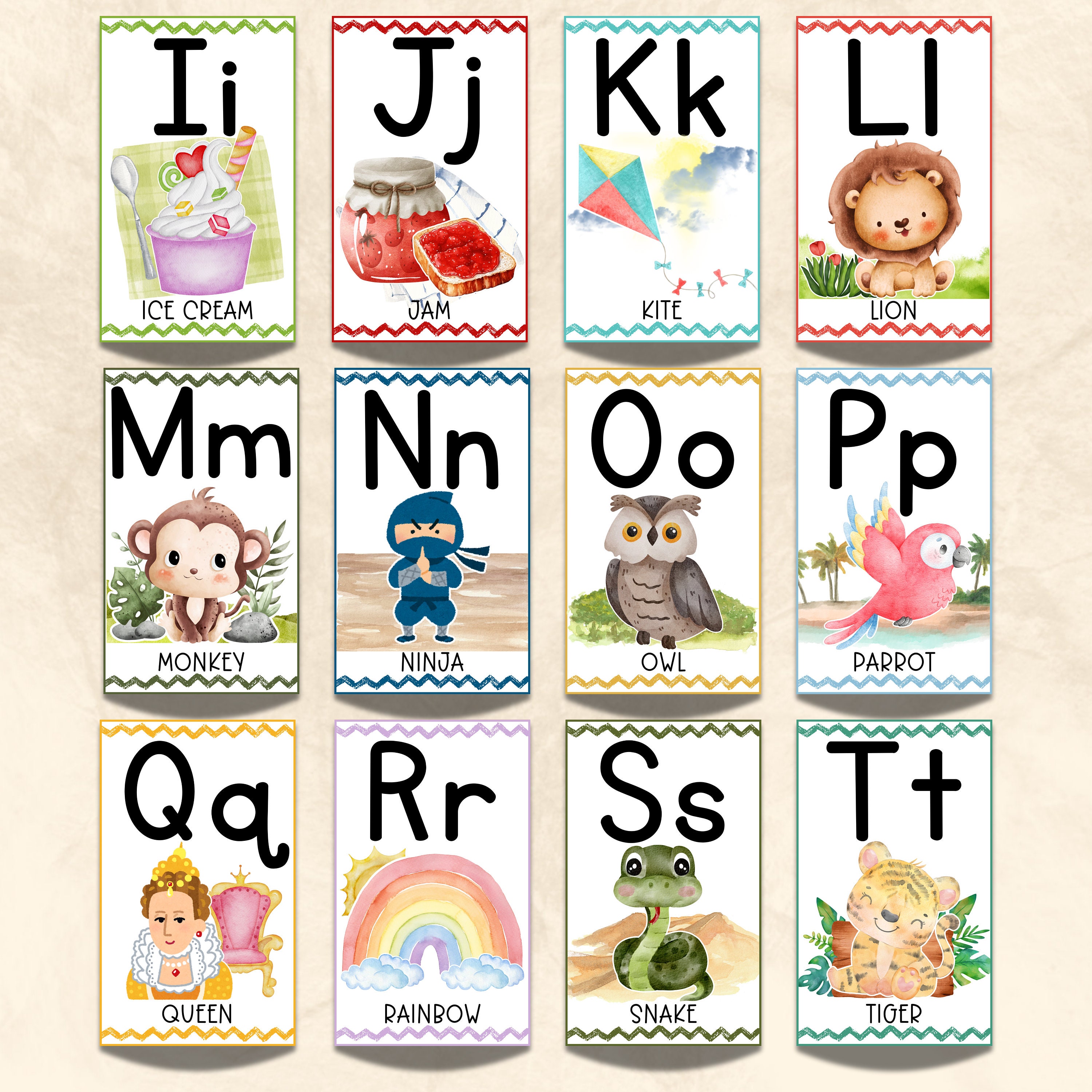Alphabet Flashcards, Colorful Educational Printable, ABC Preschool ...