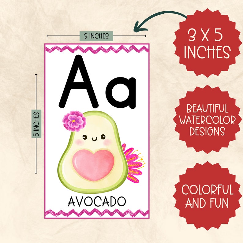 Alphabet Flashcards, Colorful Educational Printable, ABC Preschool ...