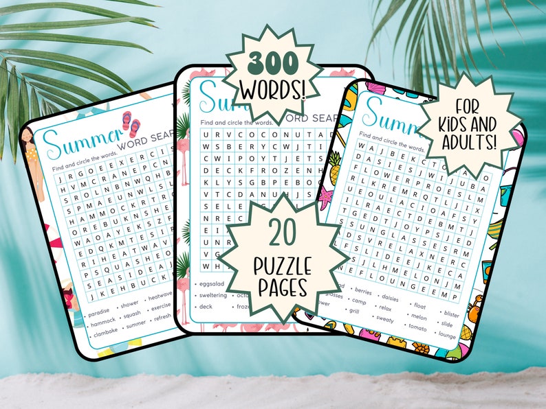 Word Search Puzzles, Summer Fun, Summer Word Search, Homeschool ...