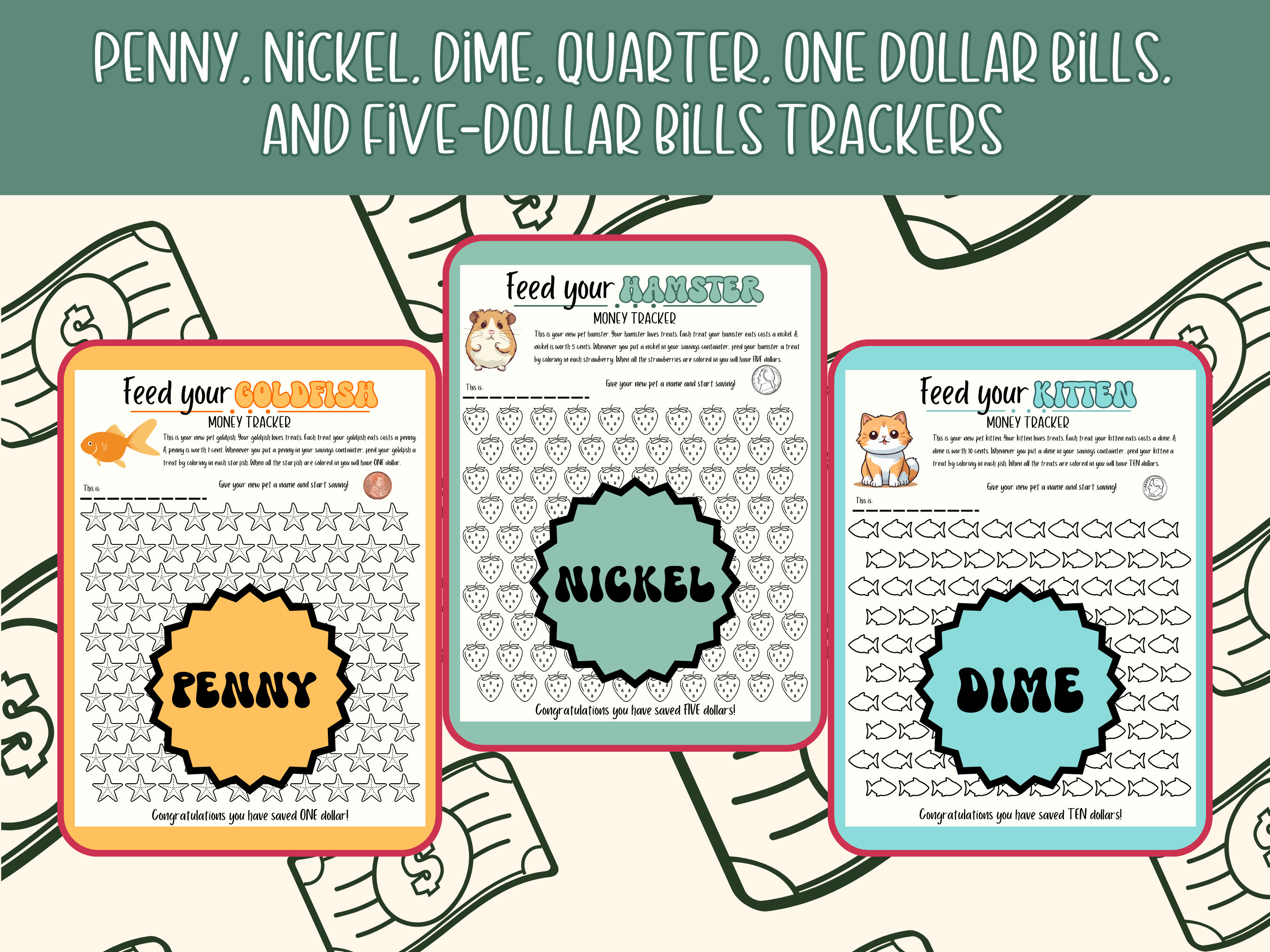 Fun and Cute Savings Tracker Challenges for Kids. Includes Coin and ...