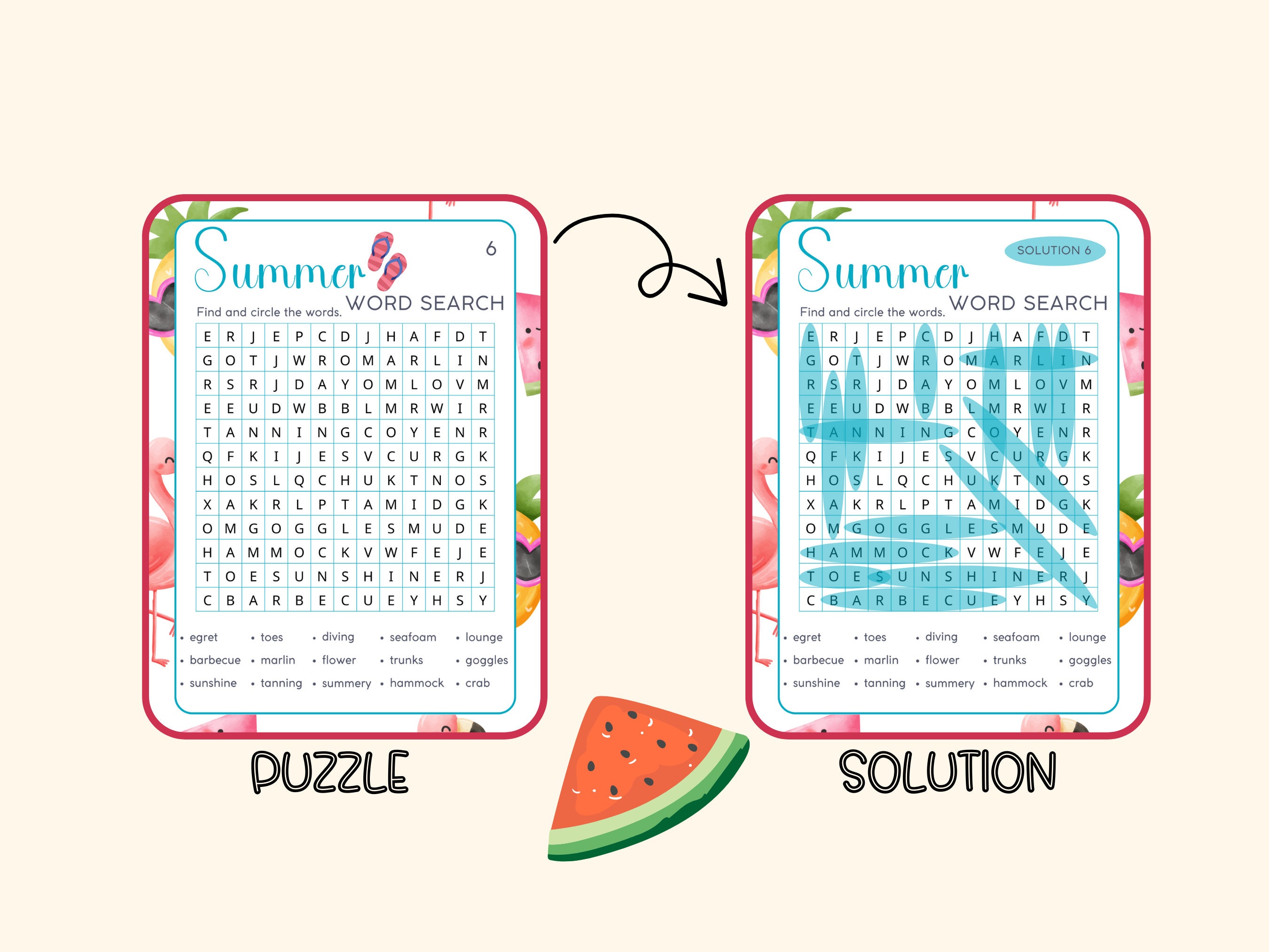 Word Search Puzzles, Summer Fun, Summer Word Search, Homeschool ...