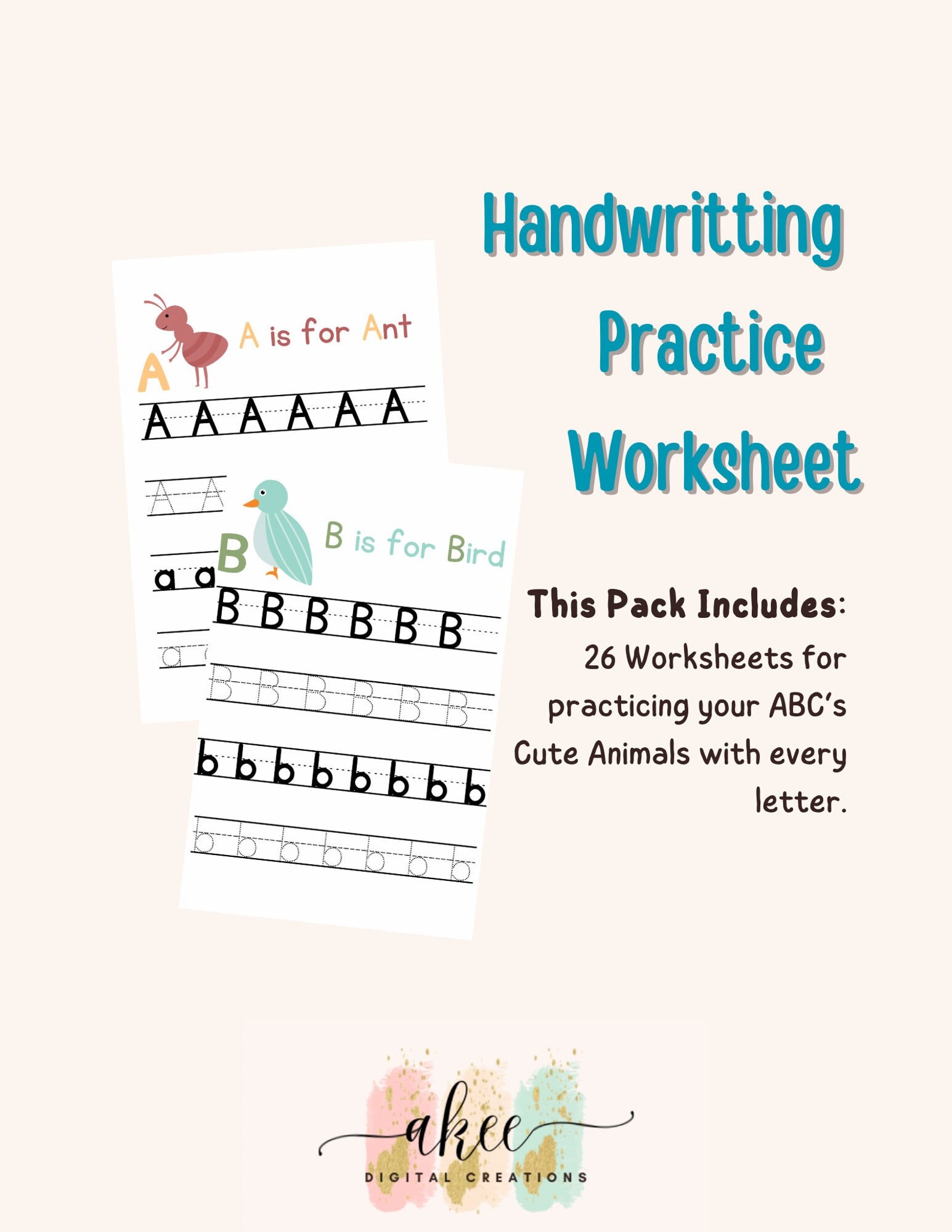 ABC Educational Practice Worksheet, Pre-school Practice Worksheet, ABC ...
